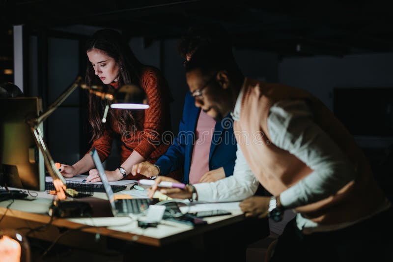 Businesspeople Collaborating on Project Development and Analyzing Data ...