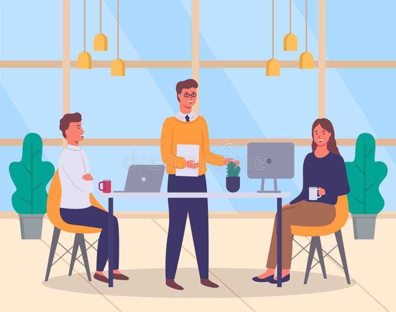 Businesspeople Collective Working in Office Sitting at Table, Solving ...