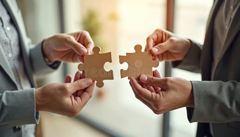 Businesspeople Connecting Puzzle Pieces Together. Teamwork, Cooperation ...