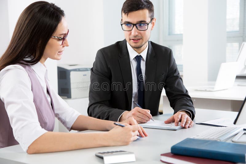 Businesspeople Discuss a New Project Stock Image - Image of group ...