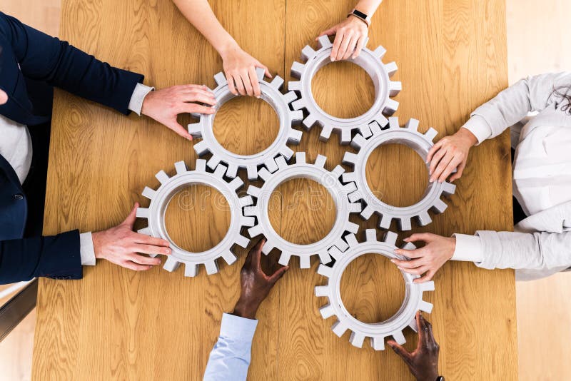 Businesspeople Hands Joining Gears. Support Stock Image - Image of ...