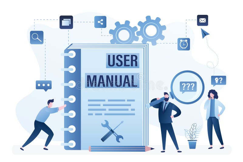 User Manual Concept Banner. Group of Business People Reading Guide ...
