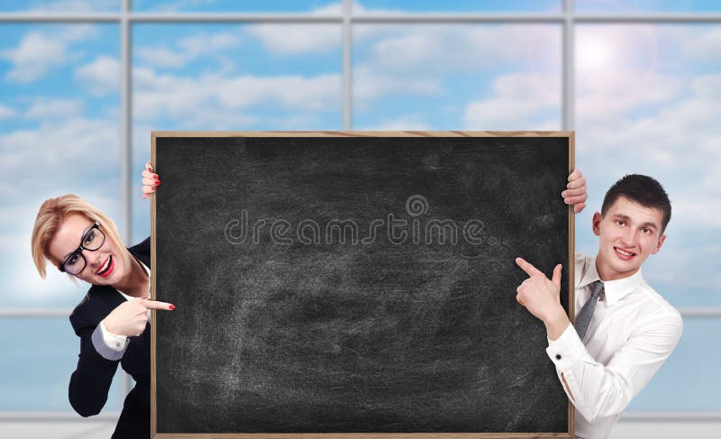 Businesspeople Holding Board Stock Image - Image of concept, chalk ...