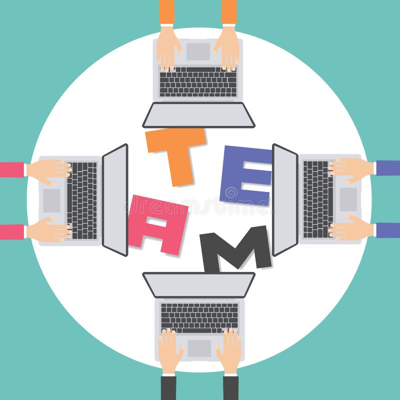 Businesspeople Joining the Letters Building TEAM, Vector Illustration ...