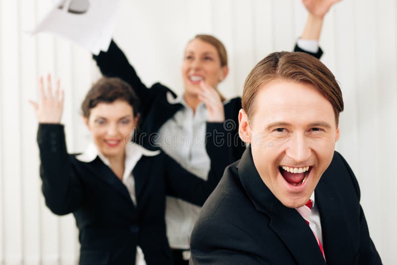 Businesspeople in Office Having Great Success Stock Photo - Image of ...
