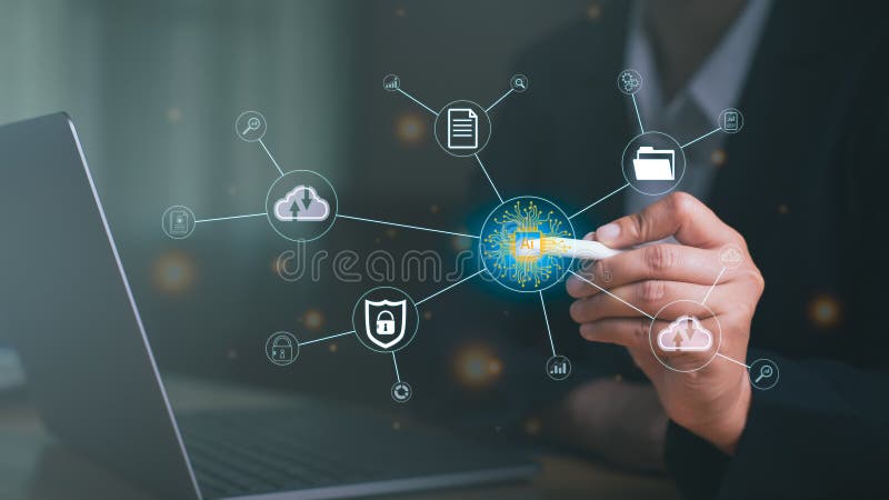 Pointing Finger on Smartphone Digital AI Chatbot Communicate and ...