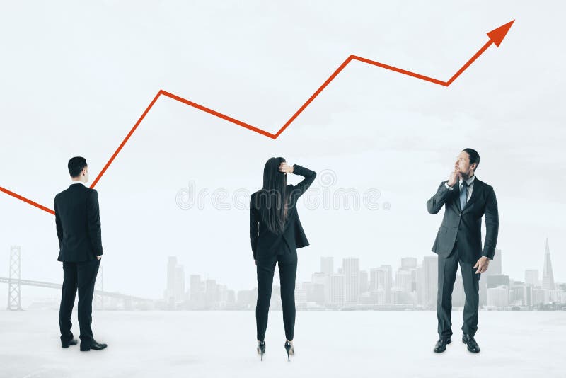 Businesspeople with Red Chart Arrow Stock Image - Image of profit, blurry: 131346561