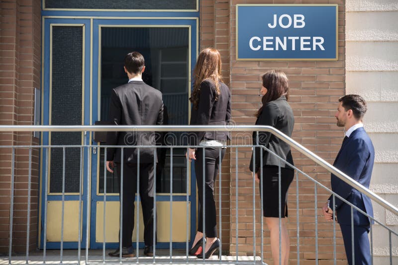 Businesspeople Standing Outside Job Center Stock Image - Image of ...