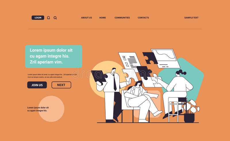 Businesspeople Team Putting Puzzle Pieces Business Partners Working ...