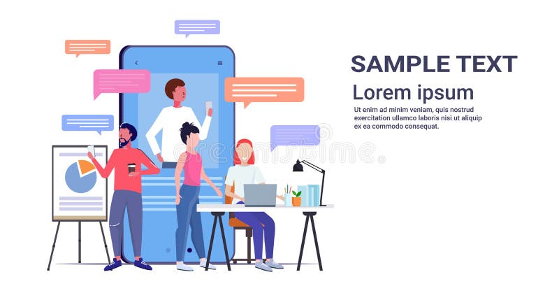 Businesspeople Using Chatting Apps on Digital Devices Social Network ...