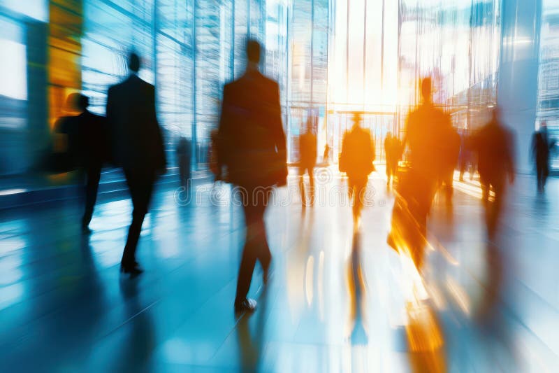Businesspeople Walking in Modern Corporate Space, Motion Blur Stock ...