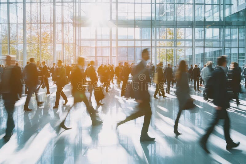 Businesspeople Walking in Modern Corporate Space, Motion Blur Stock ...