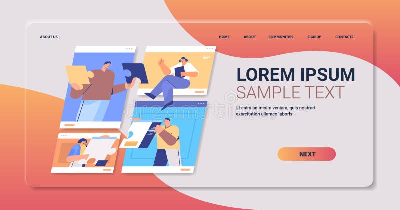 Businesspeople in Web Browser Windows Discussing during Video Call ...