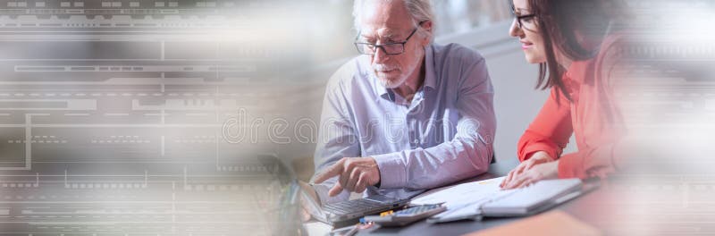 Businesspeople Working in Office; Panoramic Banner Stock Photo - Image ...