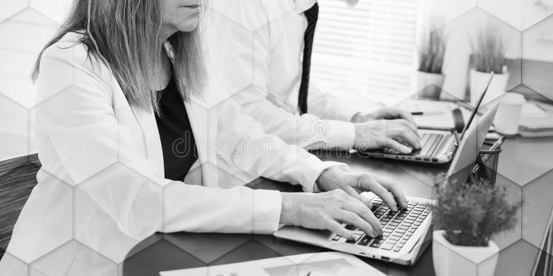 Businesspeople Working Together, Geometric Pattern Stock Illustration ...