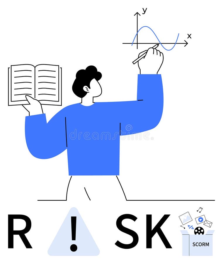 Businessperson Analyzing Graph with Book in Hand, Highlighting ...