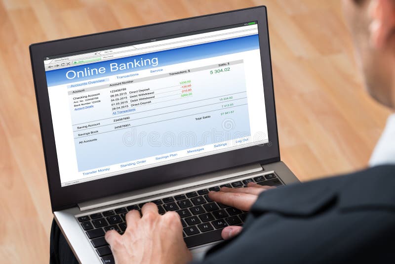 Businessperson Doing Online Banking Stock Foto - Image of bank, sluit ...