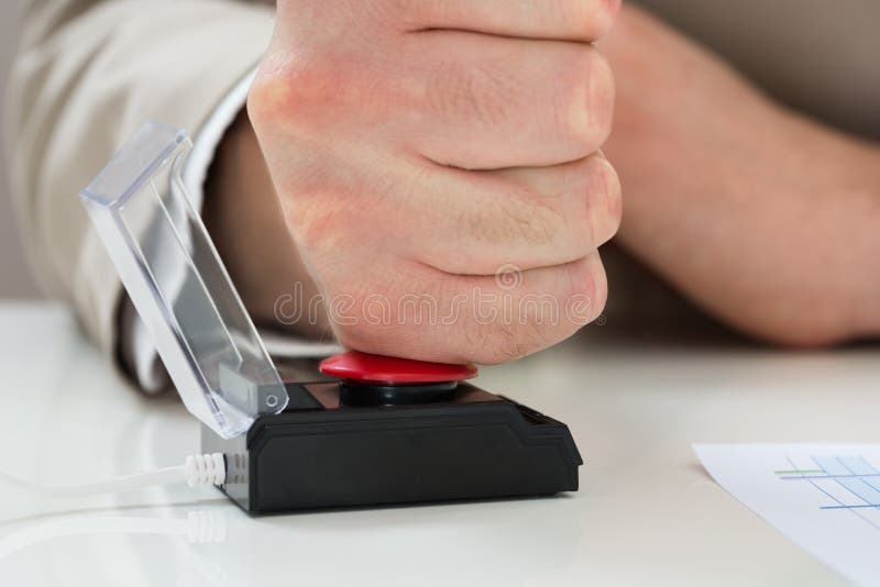 Businessperson Hand Pressing Emergency Button Stock Image - Image of ...