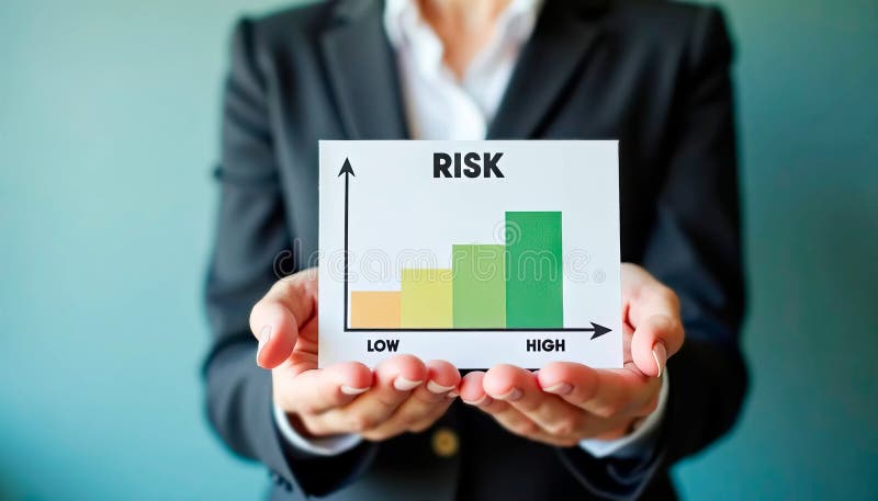 Businessperson Holding a Risk Assessment Chart with Increasing Bars ...