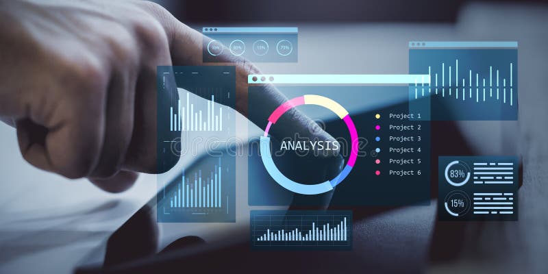 Businessperson Interacting with Digital Analysis Dashboard Showing ...