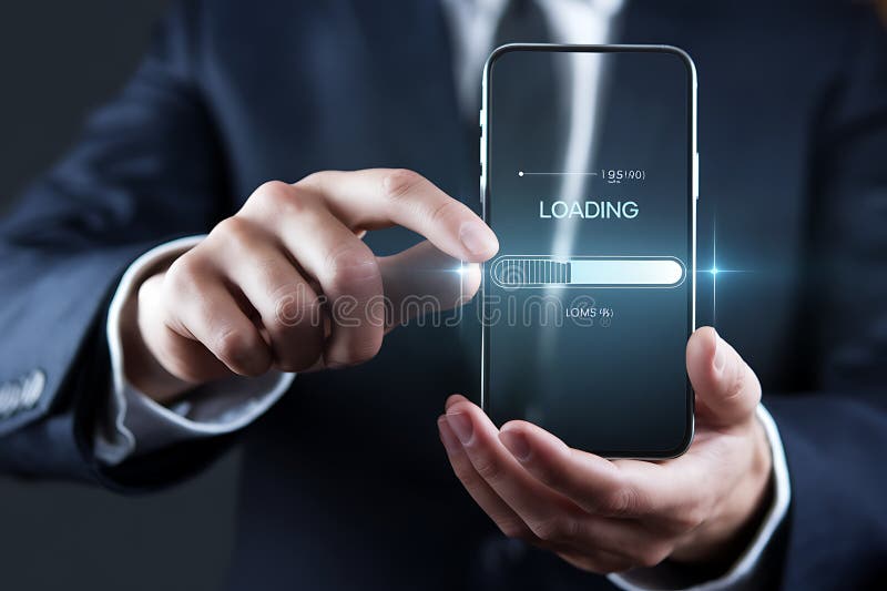 A Businessperson Interacts with a Transparent Smartphone Displaying a ...