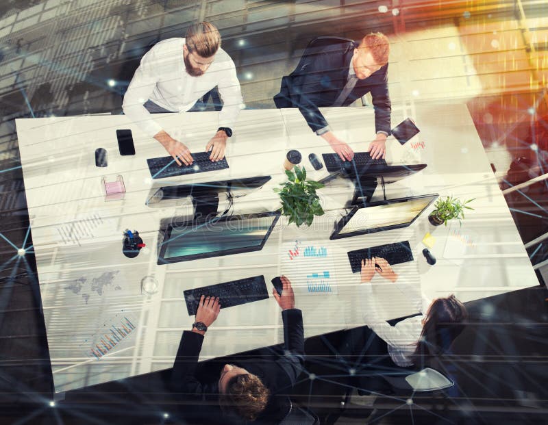 Businessperson in Office Connected on Internet Network. Concept of ...