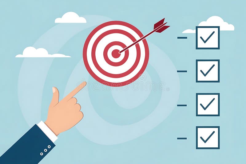 Businessperson Pointing at a Target with Arrow Representing Achievement ...