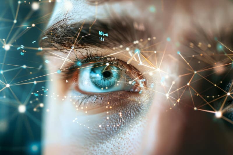 Businesspersons Eyes Blended with Digital Network Patterns Reflecting ...