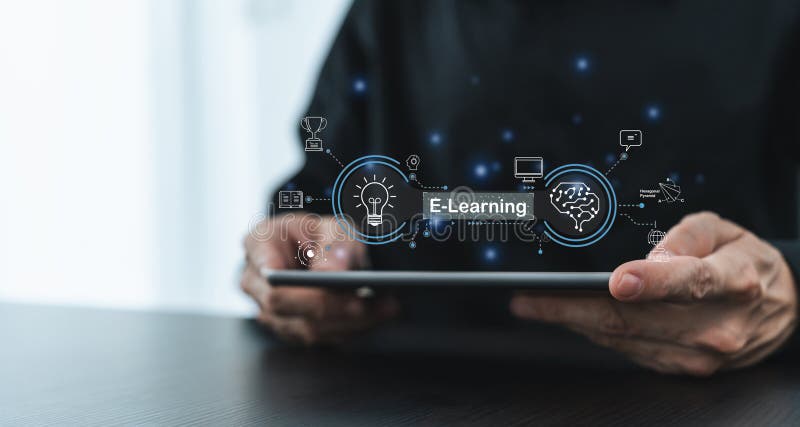 Businessperson or University Student Using Tablet for Online Education ...