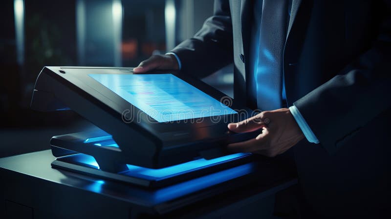 Businessperson Using a Smart Scanner with OCR Technology Stock ...