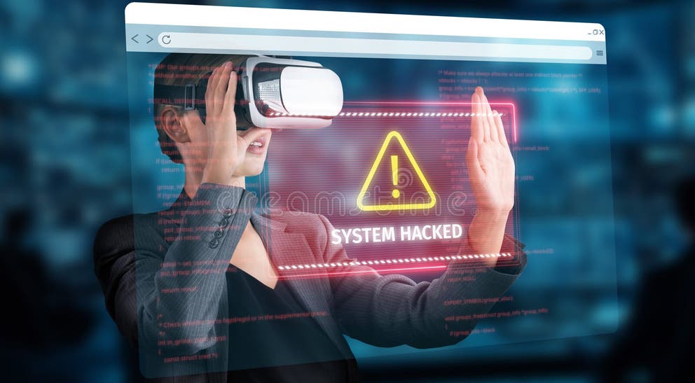 Businessperson Using Virtual Reality Headset while Encountering a ...