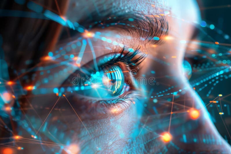 Businesspersons Eyes Blended with Digital Network Patterns Reflecting ...
