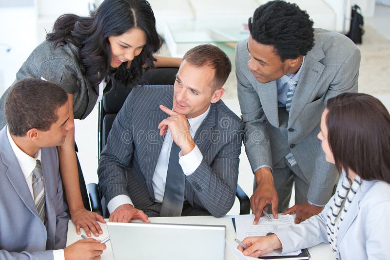 Businessteam Talking about a Project Stock Photo - Image of notebook ...