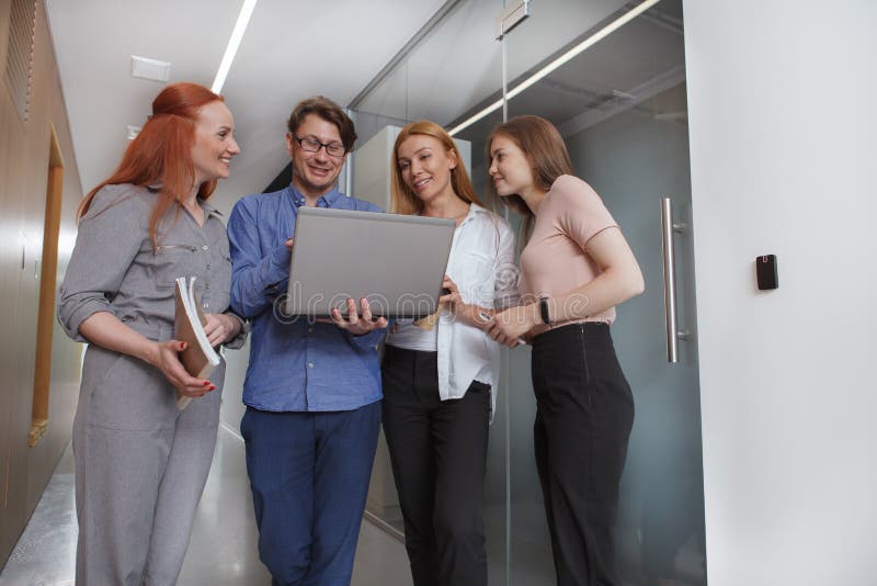 Businessteam Talking at Work Stock Image - Image of communicaton, group ...