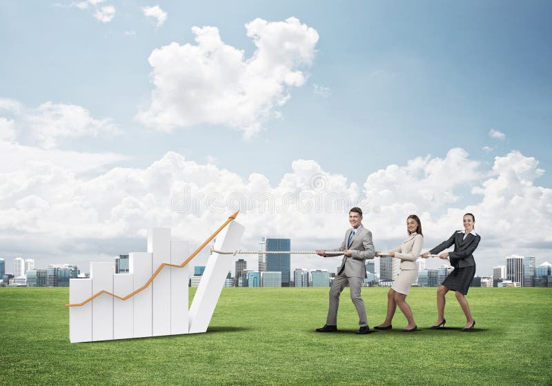 Businessteam Working in Collaboration Making Diagram Grow and Progress ...