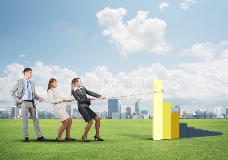 Businessteam Working in Collaboration Making Diagram Grow and Progress ...