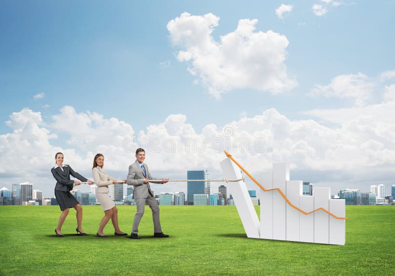 Businessteam Working in Collaboration Making Diagram Grow and Progress ...