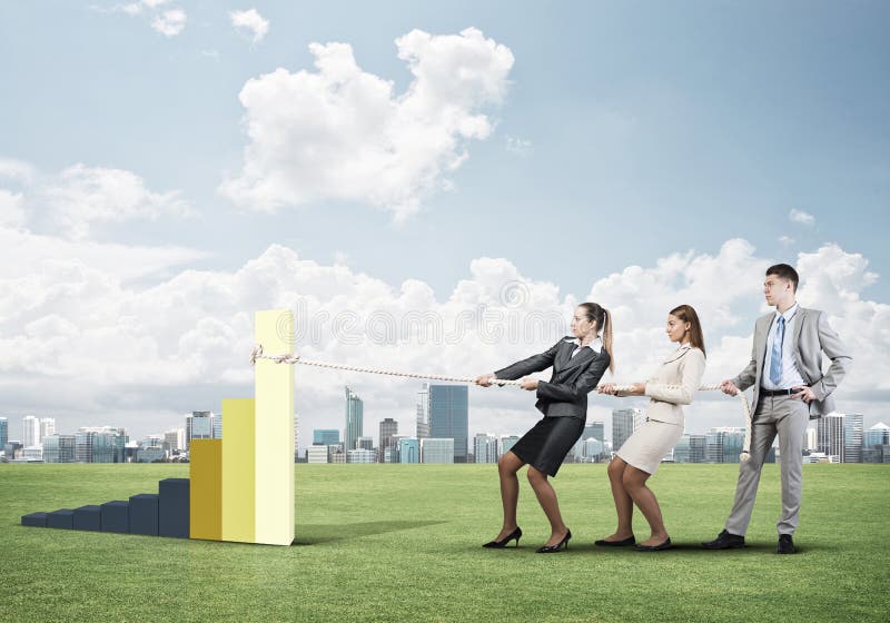 Businessteam Working in Collaboration Making Diagram Grow and Progress ...