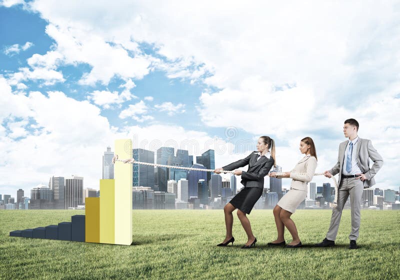 Businessteam Working in Collaboration Making Diagram Grow and Progress ...