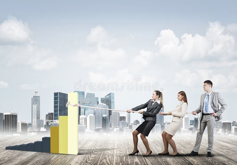 Businessteam Working in Collaboration Making Diagram Grow and Progress ...