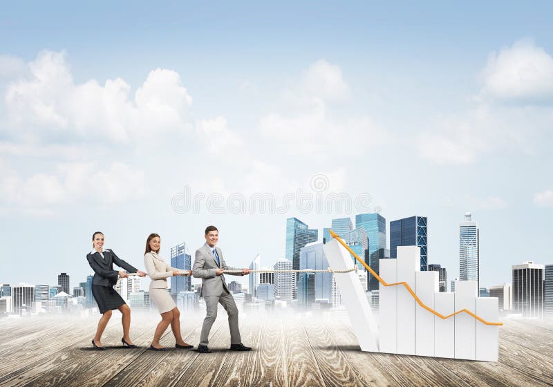 Businessteam Working in Collaboration Making Diagram Grow and Progress ...