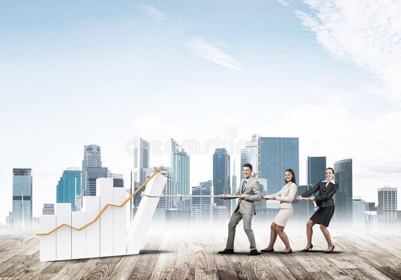 Businessteam Working in Collaboration Making Diagram Grow and Progress ...