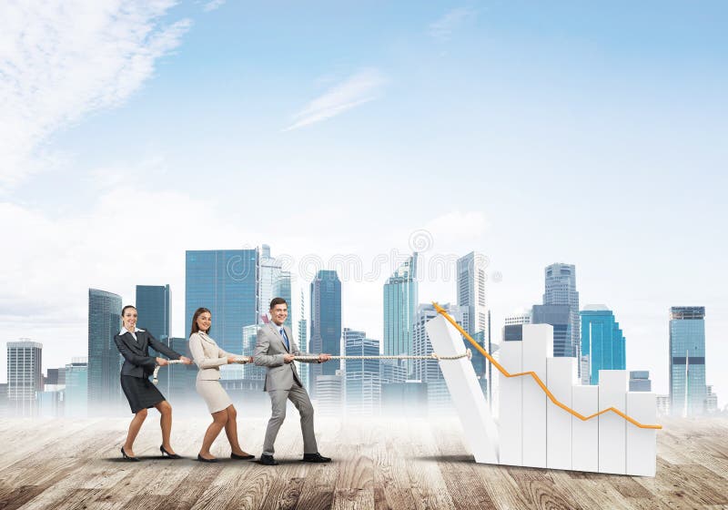 Businessteam Working in Collaboration Making Diagram Grow and Progress ...