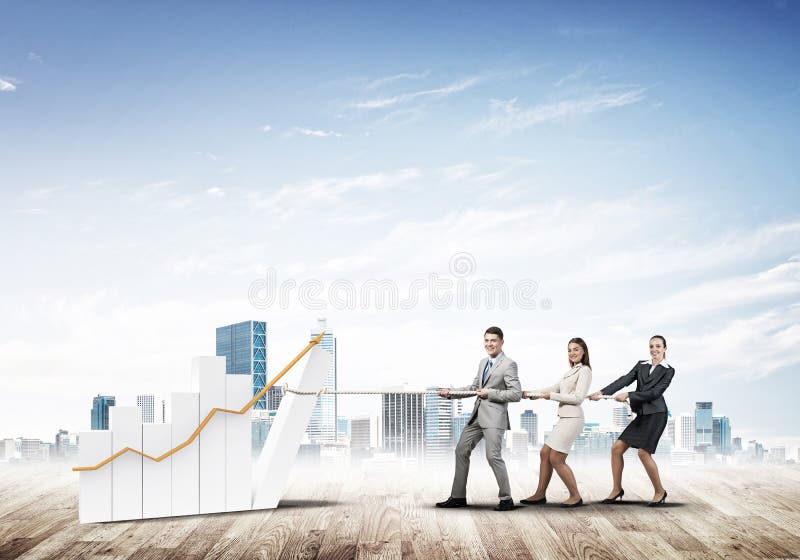 Businessteam Working in Collaboration Making Diagram Grow and Progress ...