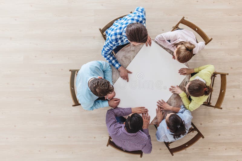 Businessteam Working at Meeting Table Stock Image - Image of group ...