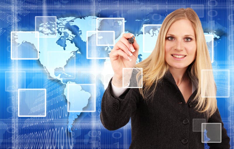 Future Business Solutions (woman in Interface) Stock Photo - Image of ...