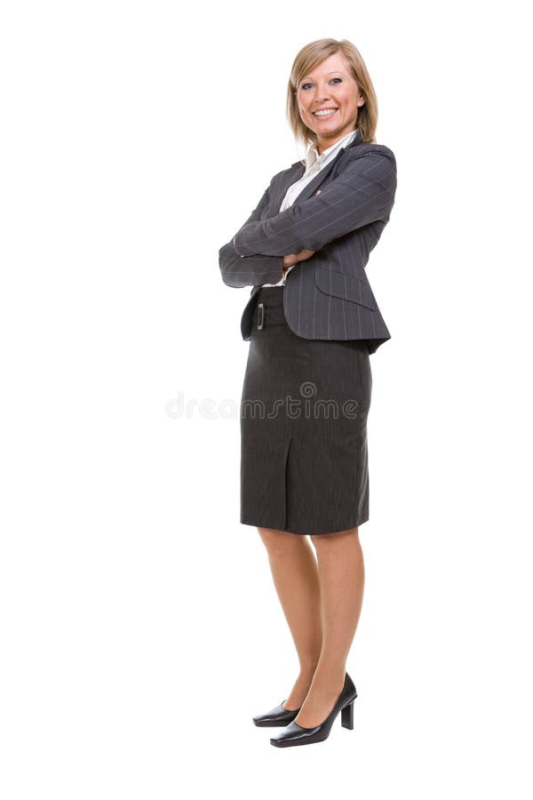 Serious Blonde Woman in Business Suit Arms Folded Stock Photo - Image ...