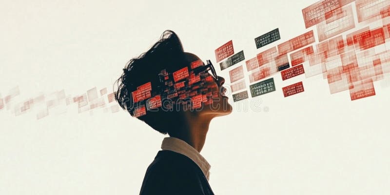 Businesswoman Analyzing Flow of Data with Artificial Intelligence Stock ...