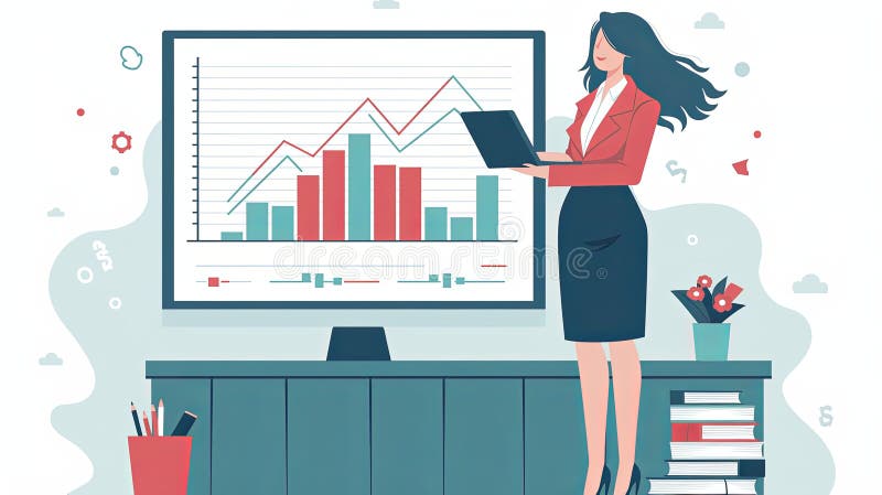Businesswoman Analyzing Statistics with a Graphical Presentation Stock ...