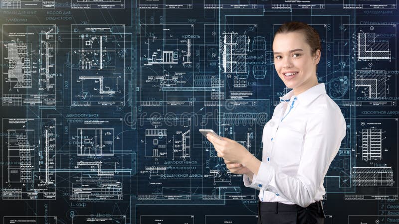 Businesswoman Architect Engineer Construction Design and Business ...